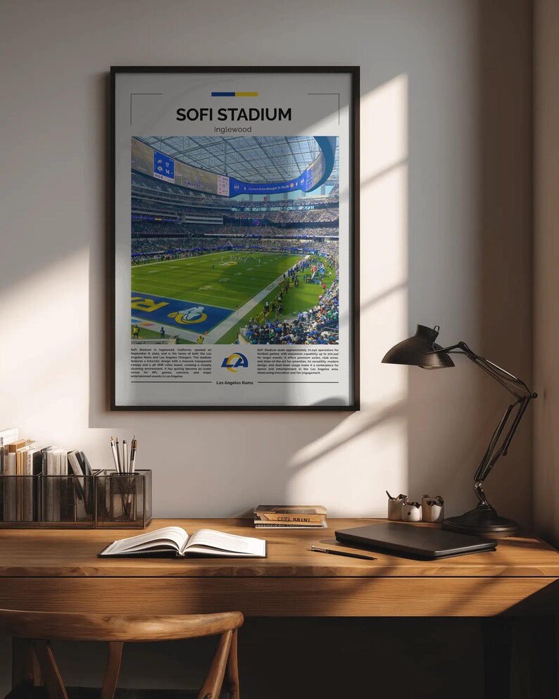 Sofi Stadium Poster, Los Angeles Rams Wall Art, Rams Print, NFL Poster ...