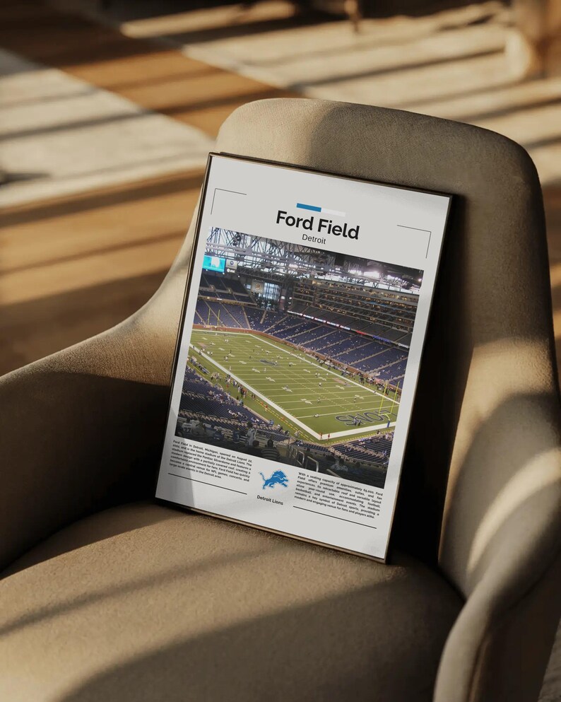 Ford Field Stadium Poster, Detroit Lions Wall Art, Lions Print, NFL ...