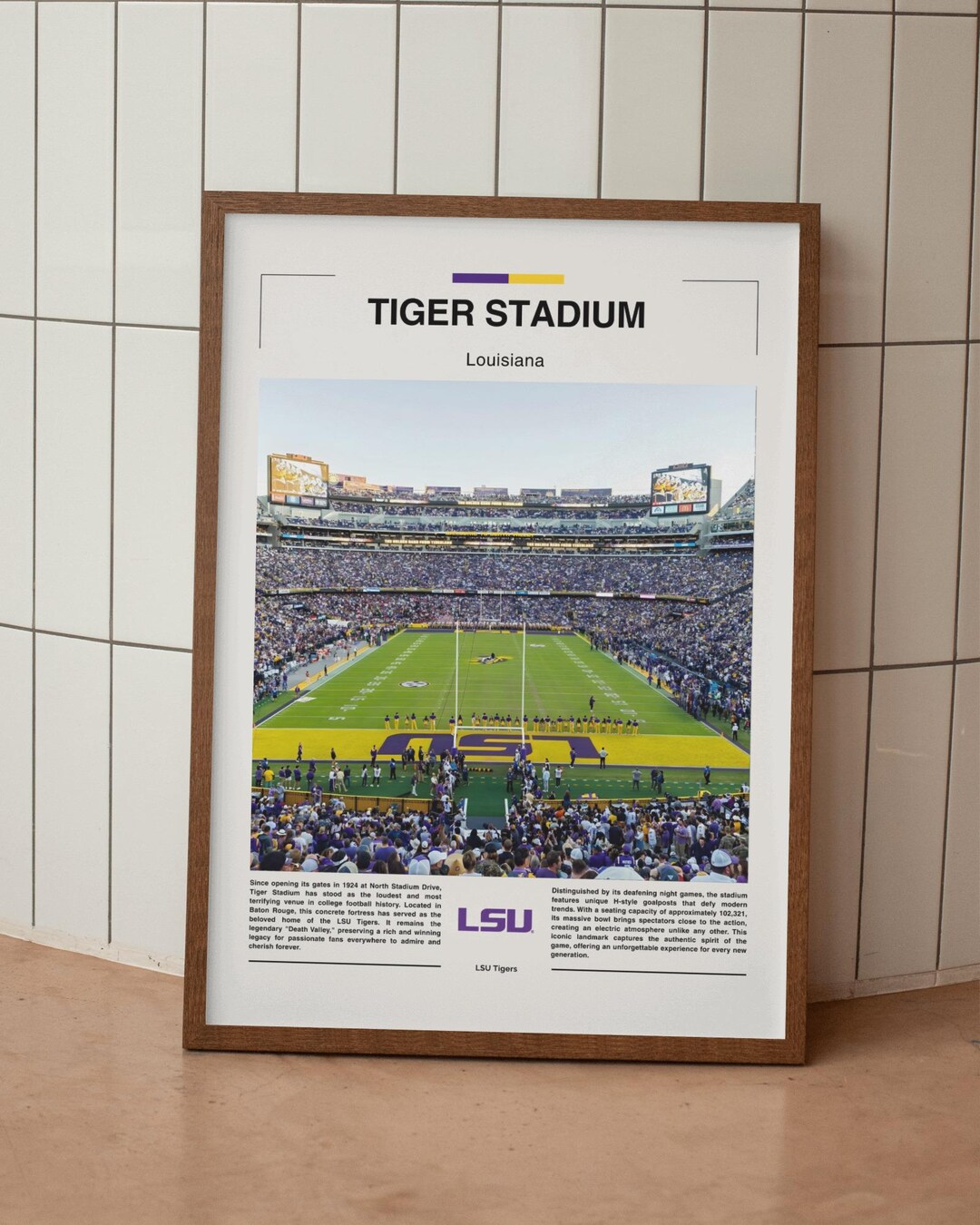 Tiger Stadium Poster, LSU Tigers Wall Art, Tigers Print, NCAA Poster ...