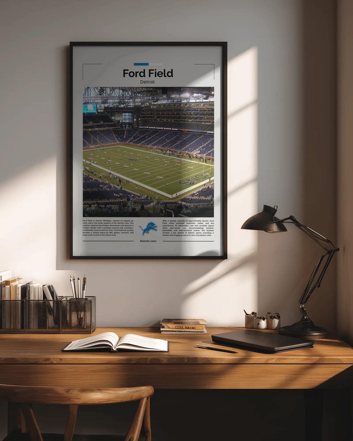 Ford Field Stadium Poster, Detroit Lions Wall Art, Lions Print, NFL ...
