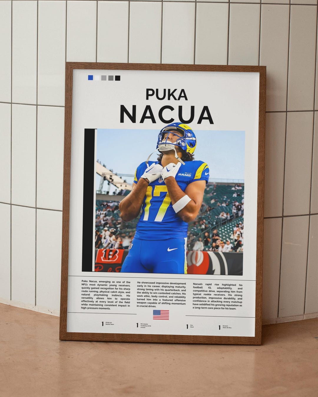 Puka Nacua Poster, Los Angeles Rams Wall Art, NFL Print, NFL Poster ...