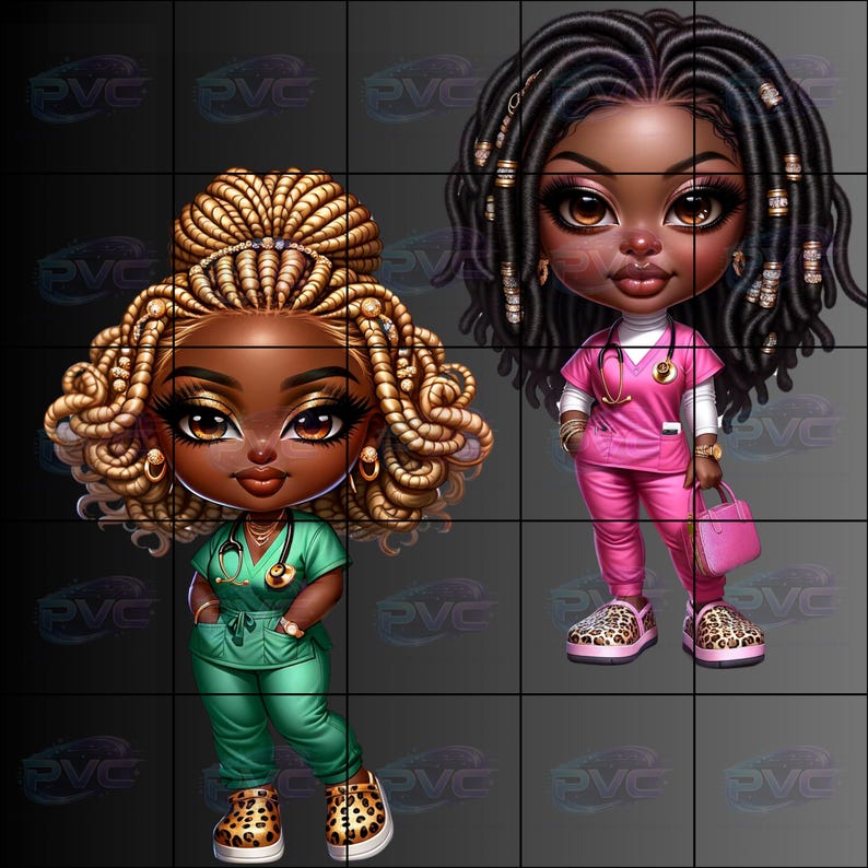 Black Nurse Chibi Clipart Bundle | Medical Pngs (digital Download) - Etsy