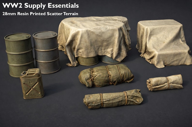 28mm WW2 Resin Scatter Terrain: Supply Depot - Bolt Action, Flames of ...