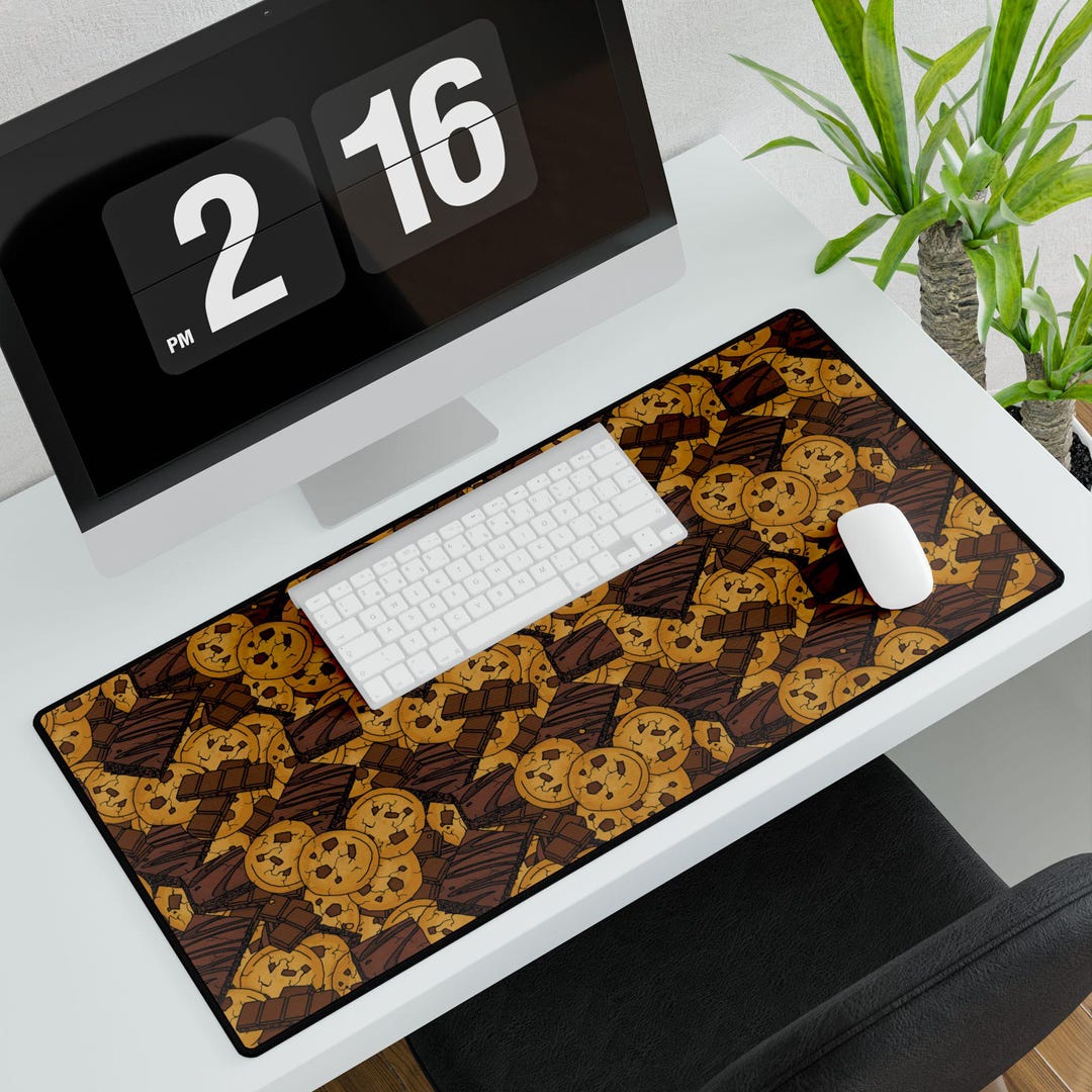 Chocolate Chip Cookie Pattern Desk Mat | Cookie & Chocolate Desk Pad - Etsy