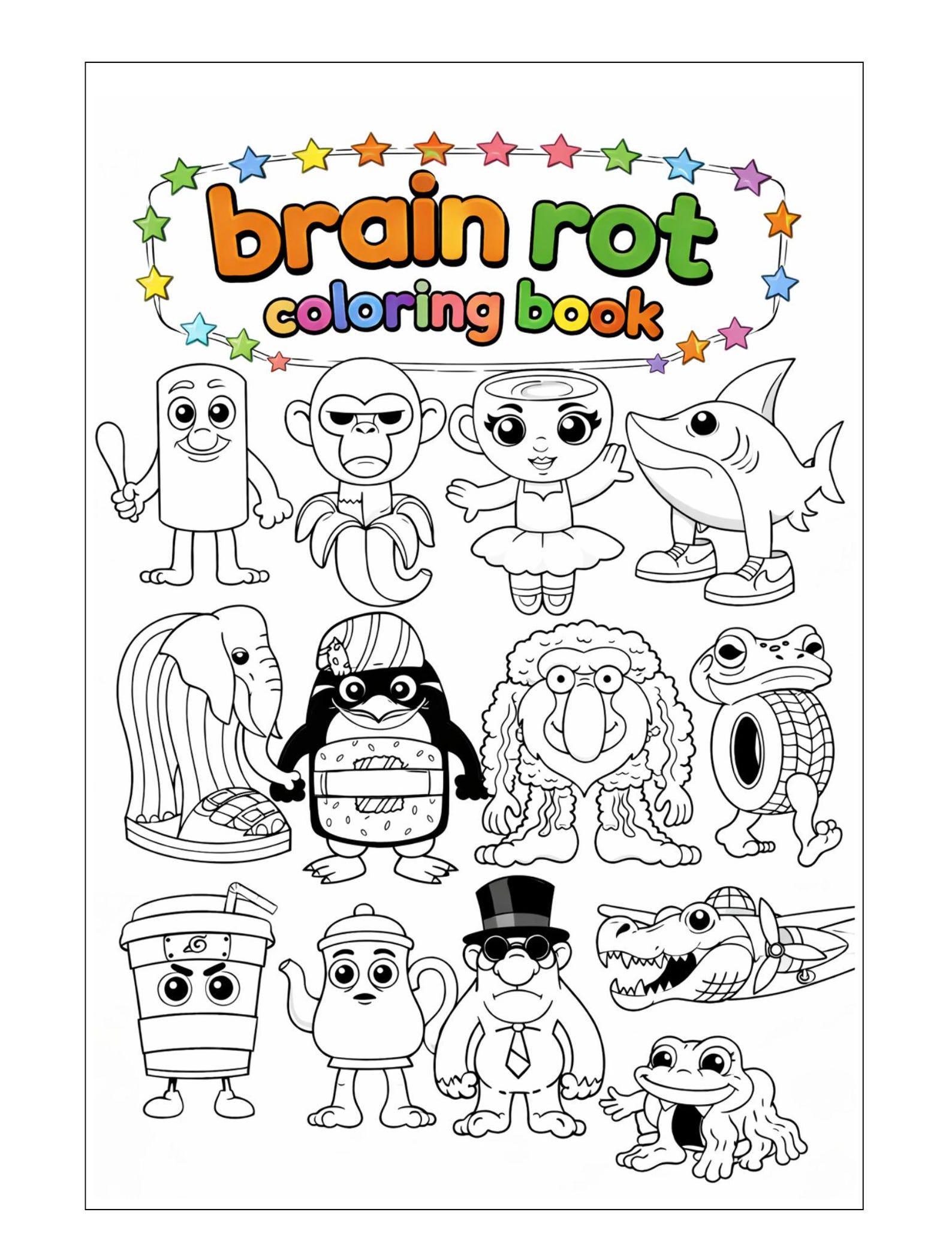 Brain Rot Coloring Book Template - Etsy