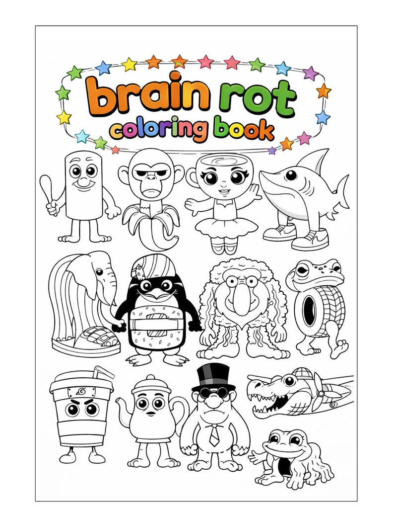 Brain Rot Coloring Book Template - Etsy