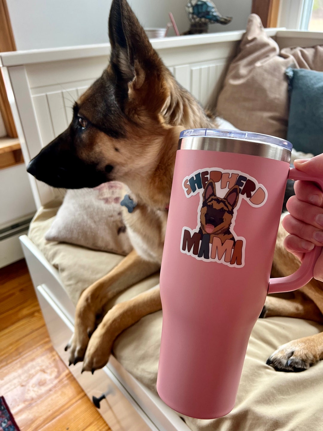 German Shepherd Mama Sticker Decal, Retro Lettering GSD Mama Sticker ...