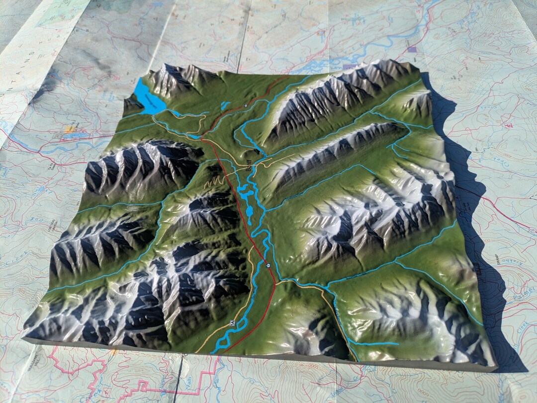 Banff 3D Printed Map, Topographic, Shaded Relief Map - Etsy