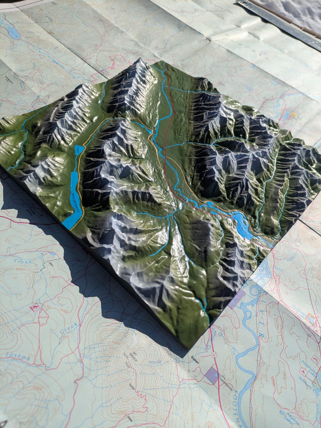Canmore Alberta Hand Painted 3D Topographic Map - Etsy