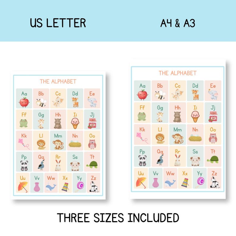 Alphabet Poster Printable | ECD Learning |ABC Animals Toddler Learning ...