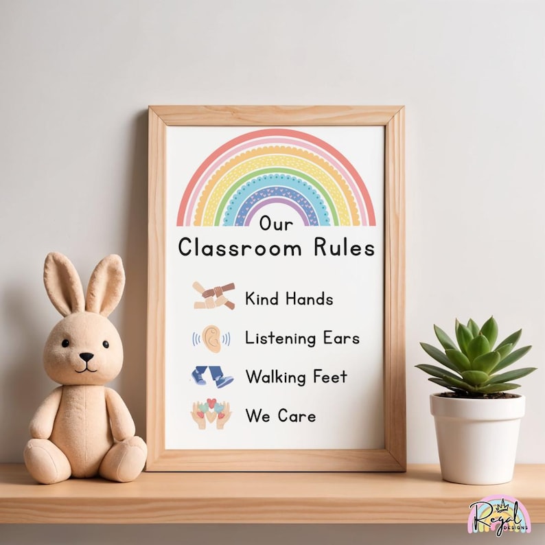 Pastel Rainbow Classroom Rules Poster | Calm Learning Environment | ECD ...