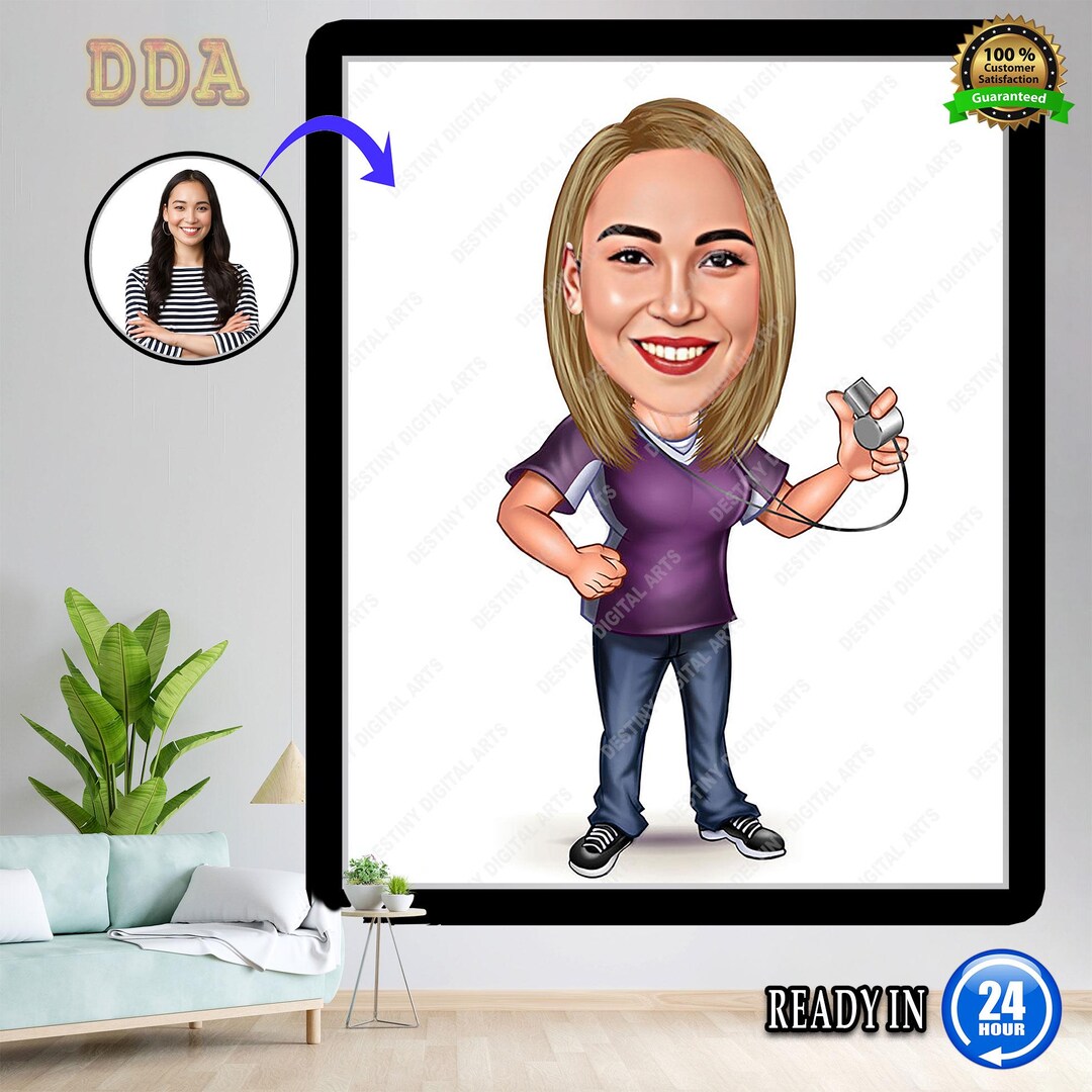 Custom Female Coach Caricature | Personalized Referee Lady Gift ...