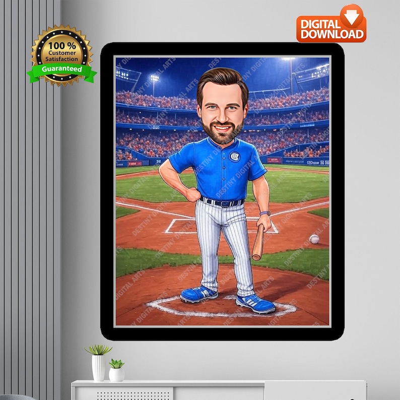 Custom Baseball Caricature From Photo | Personalized Baseball Player ...