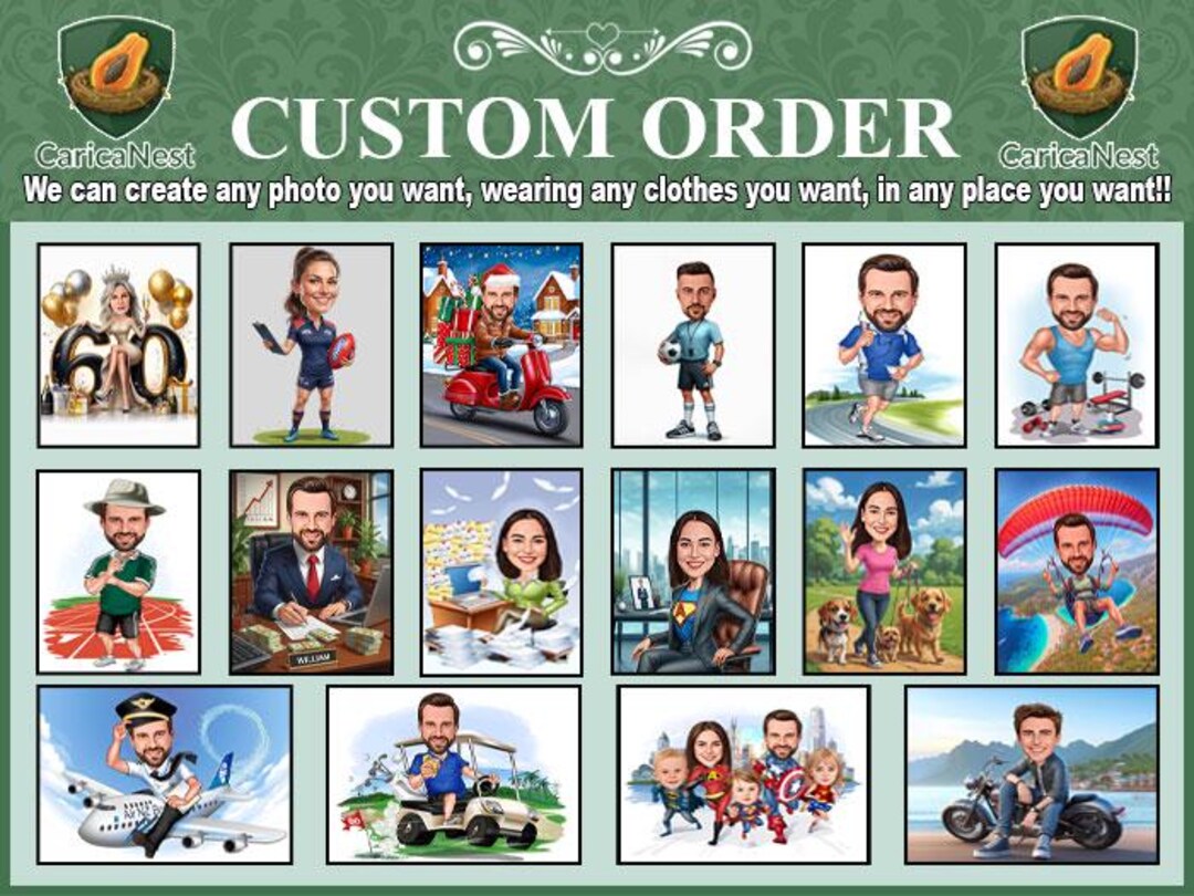 Personalized Cartoon Portrait From Photo | Custom Caricature Drawing ...
