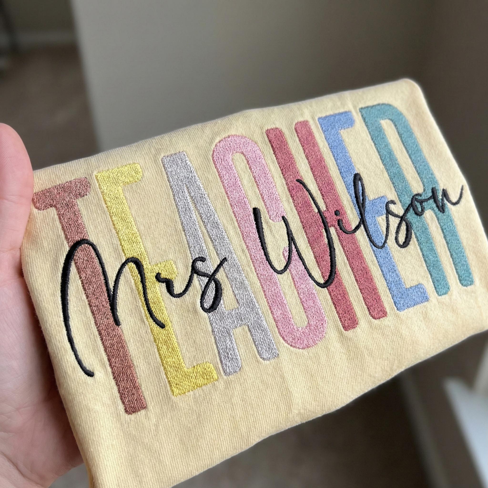 Personalized Teacher Embroidery Design | Custom Teacher Name Machine ...
