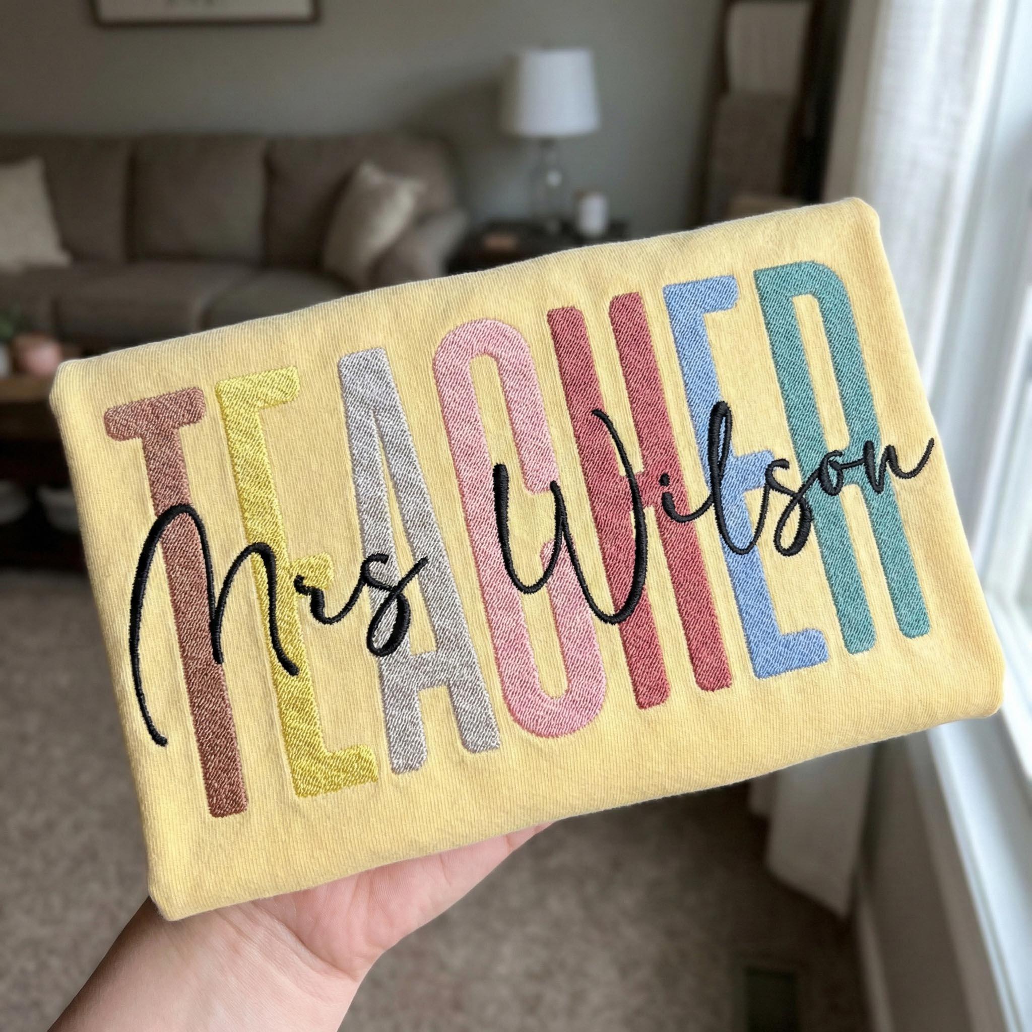 Personalized Teacher Embroidery Design | Custom Teacher Name Machine ...