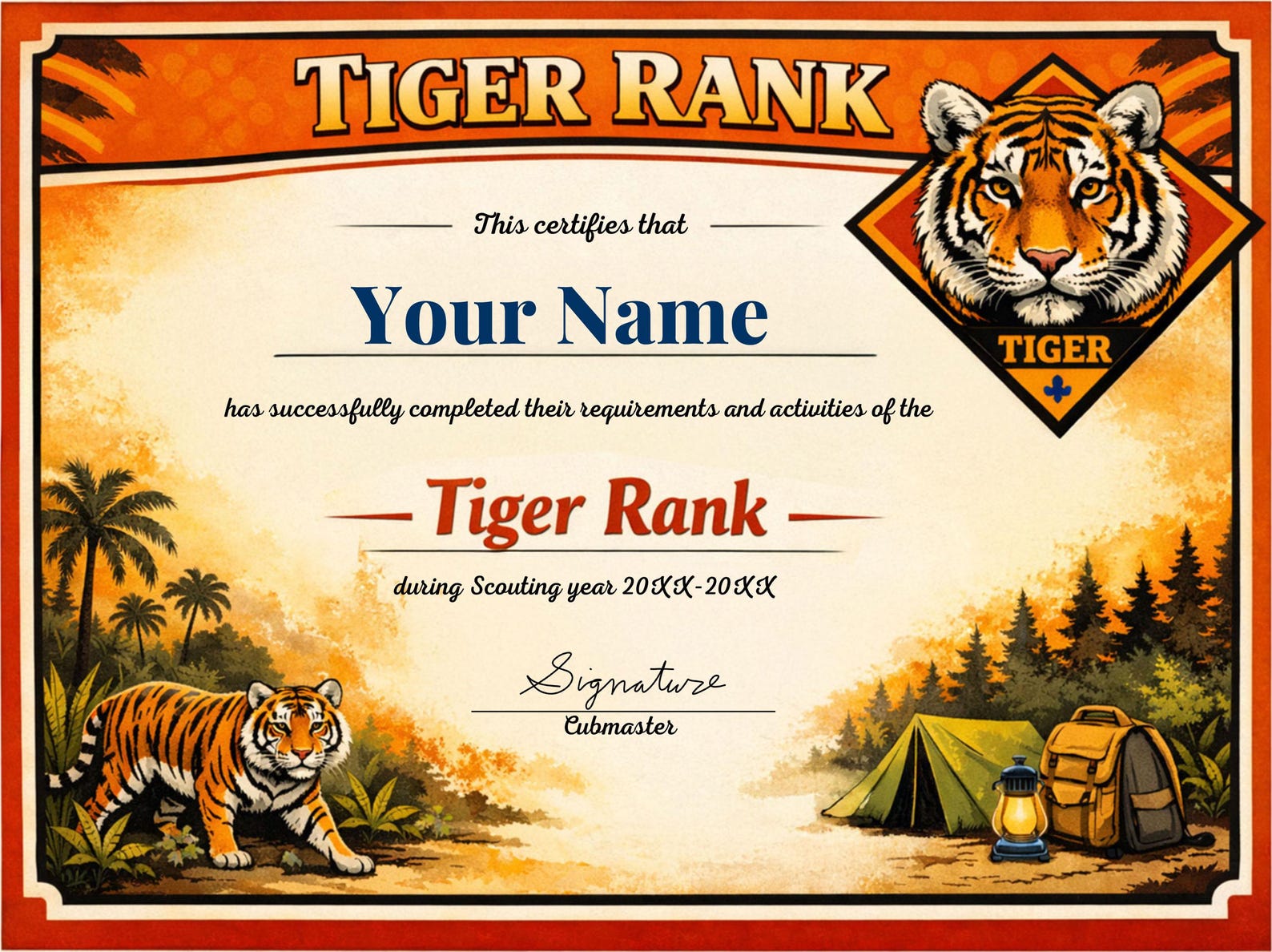 Cub Scout Rank Certificates | Editable Canva Template (digital Download ...