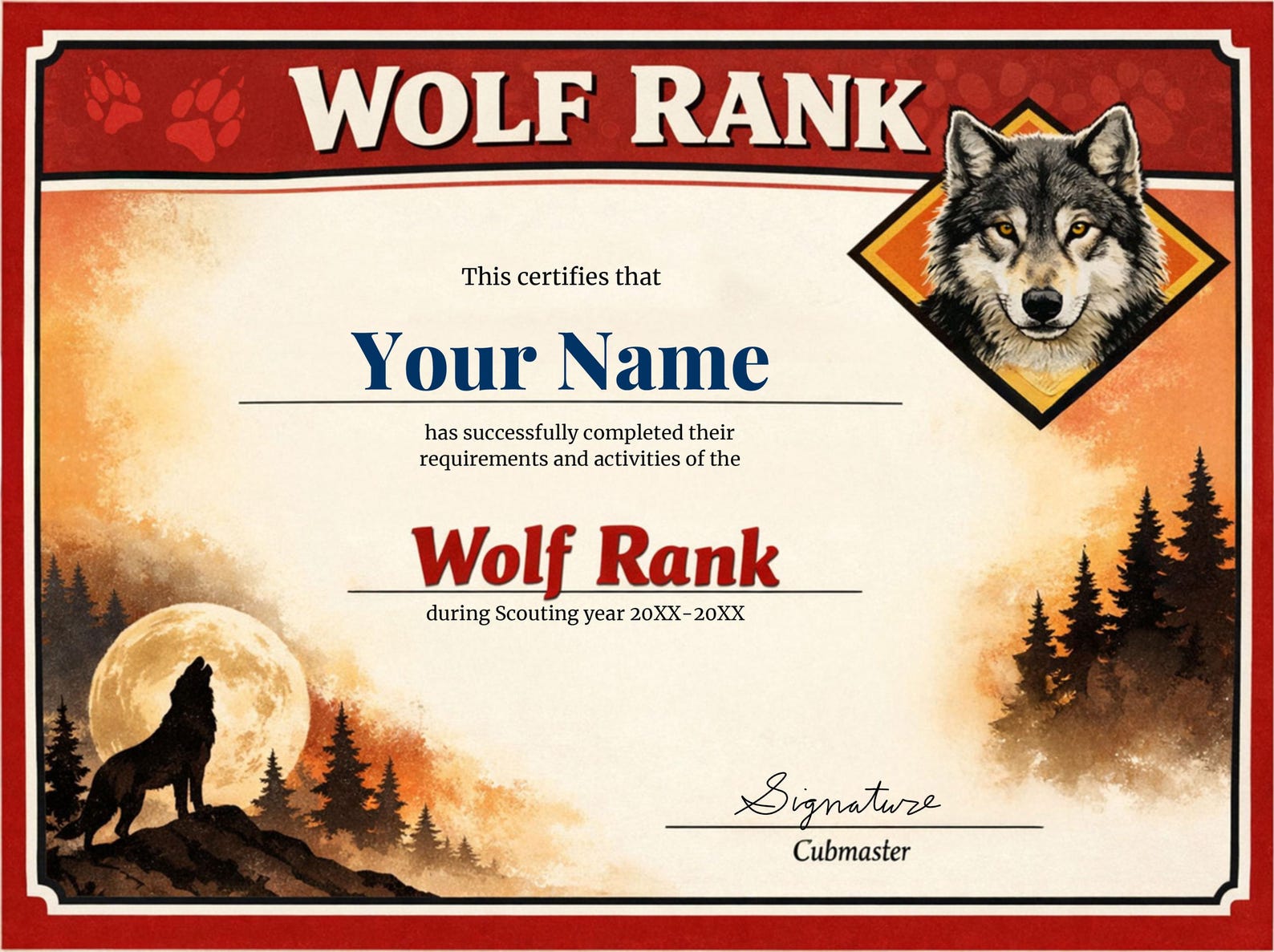 Cub Scout Rank Certificates | Editable Canva Template (digital Download ...