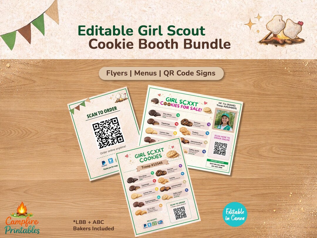 2026 Editable Cookie Booth Bundle | Flyers, Menus & QR Code | Canva ...