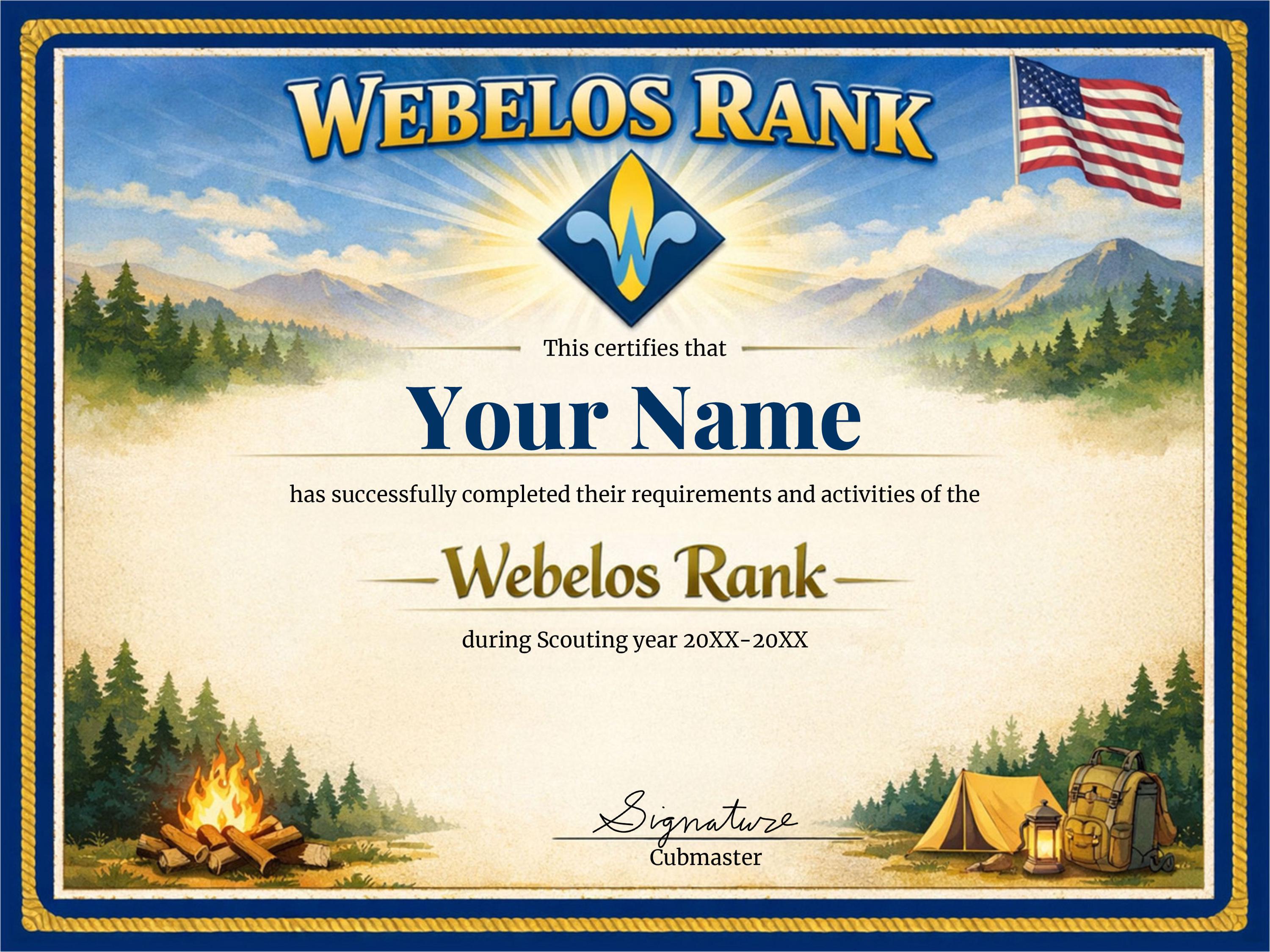 Cub Scout Rank Certificates | Editable Canva Template (digital Download ...
