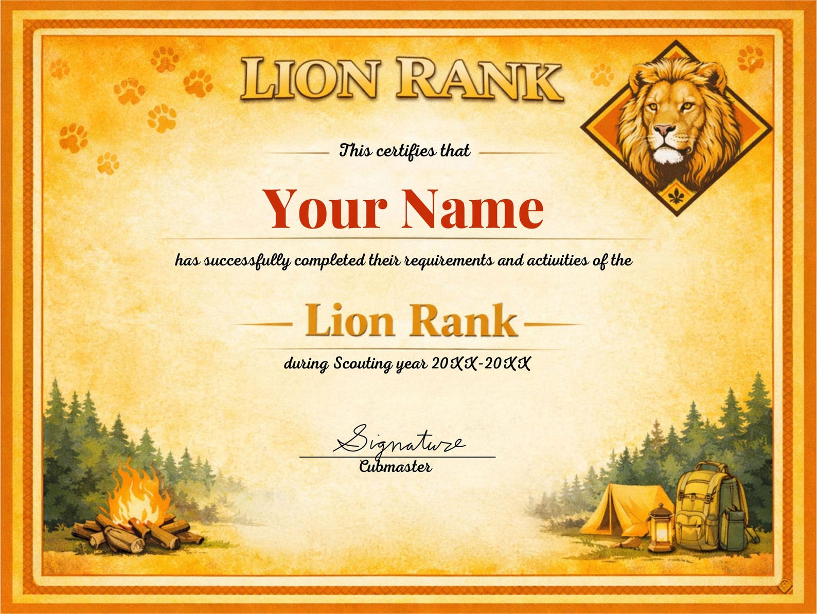 Cub Scout Rank Certificates | Editable Canva Template (digital Download ...