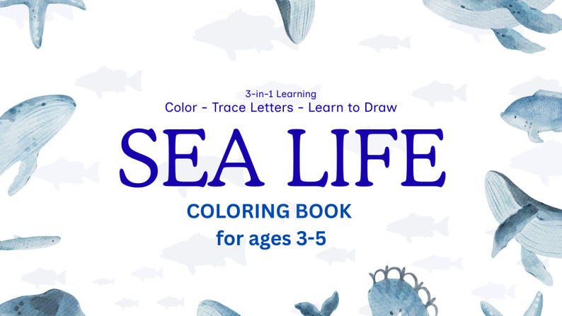 Sealife Coloring Book for Kids, Dolphin, Nemo, Starfish, Clown Fish ...