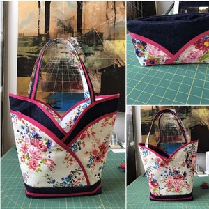 Sewing Pattern: PDF, Petal Pockets Purse, Tote & Cosmetic Bag, Pdf ...