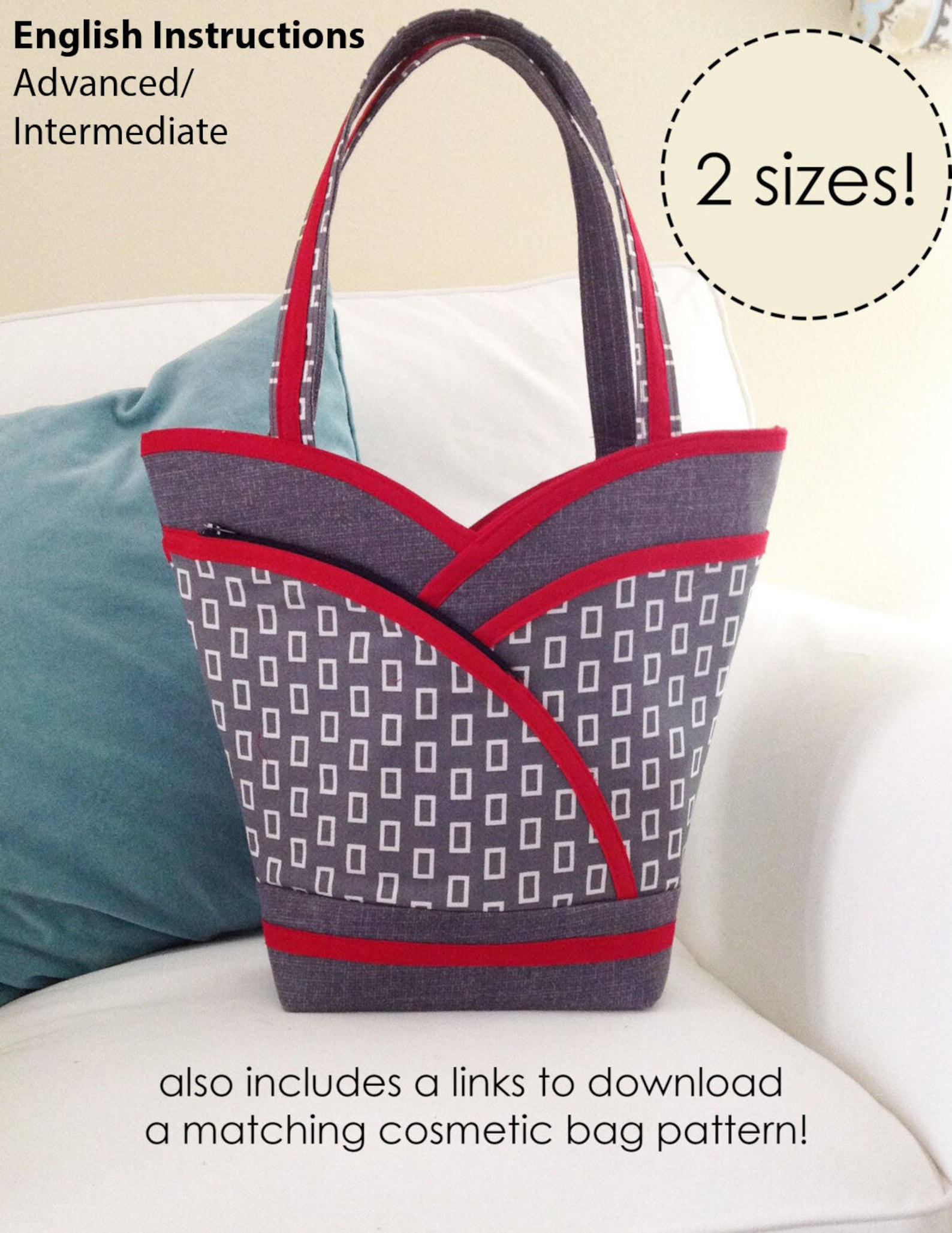 Sewing Pattern: PDF, Petal Pockets Purse, Tote & Cosmetic Bag, Pdf ...