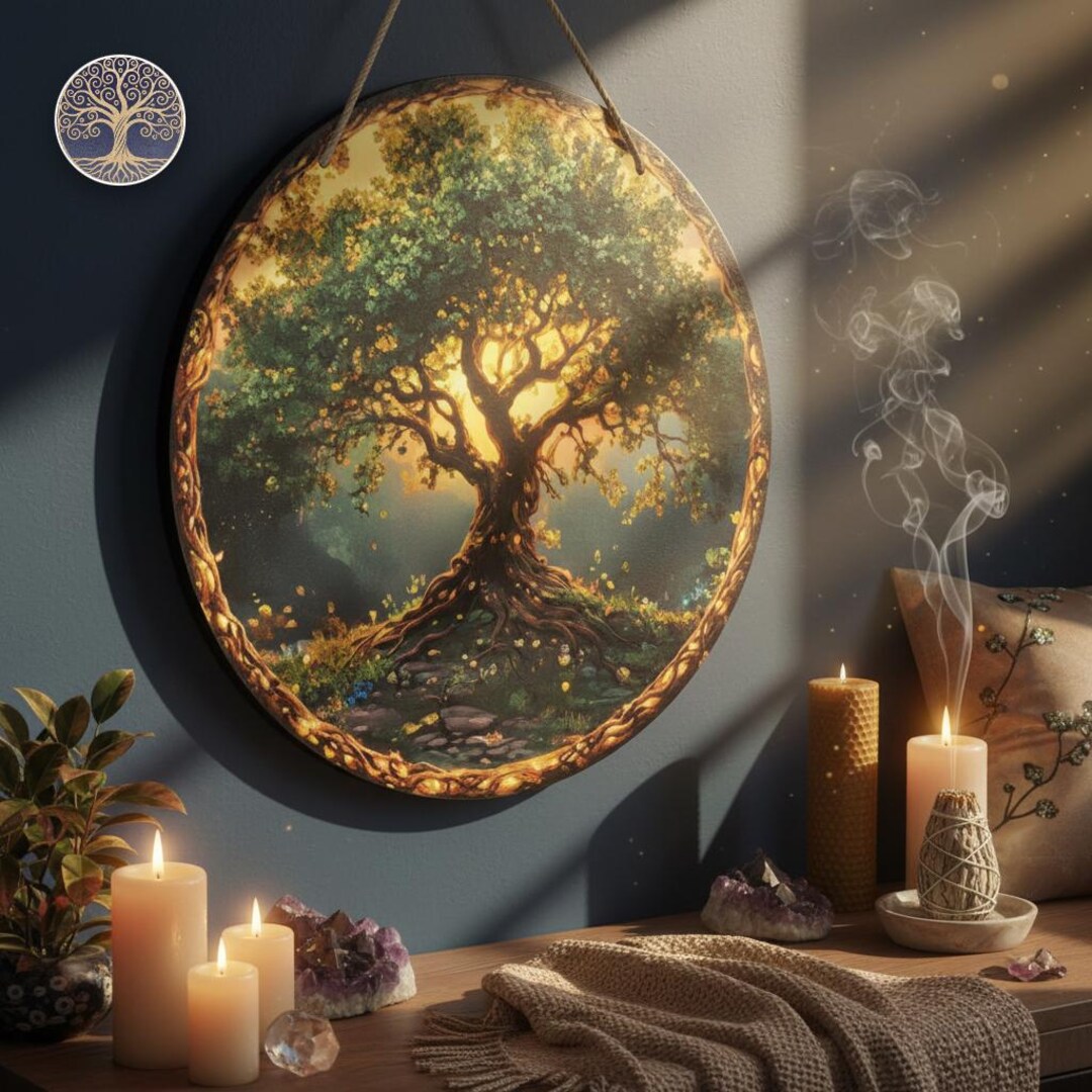 Tree Energy Art Wall Hanging Sun Visor Decor | Wood in 20*20cm | 10 - Etsy