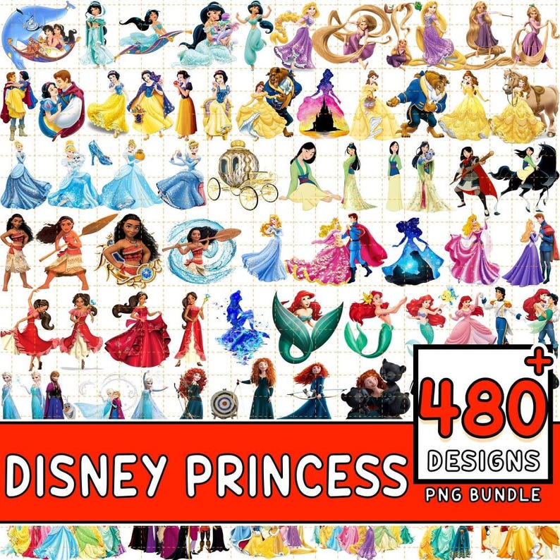 Mega Paquete Princesa Png / Rapunzel Elsa Cenicienta Tiana Bella Ariel ...