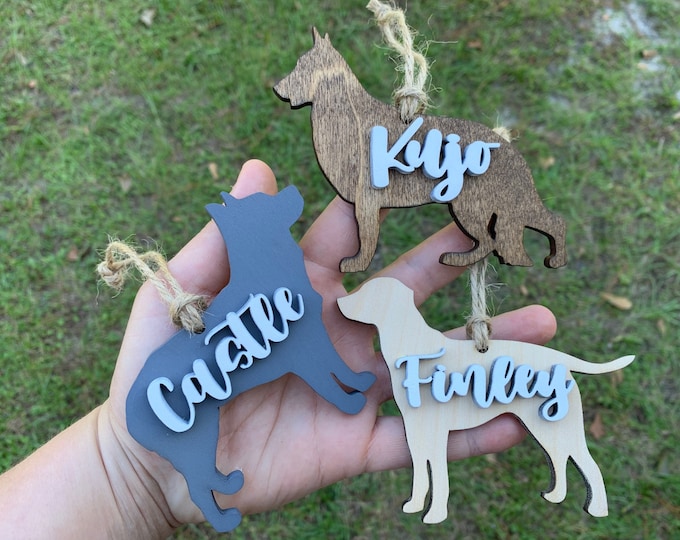 PERSONALIZED DOG ORNAMENT With Name Wood Ornament / Dog Gift / Dog ...