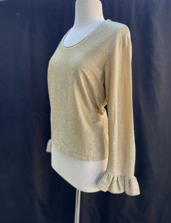 Vintage 1960s Phil Rose gold metallic ruffle blouse - Gem
