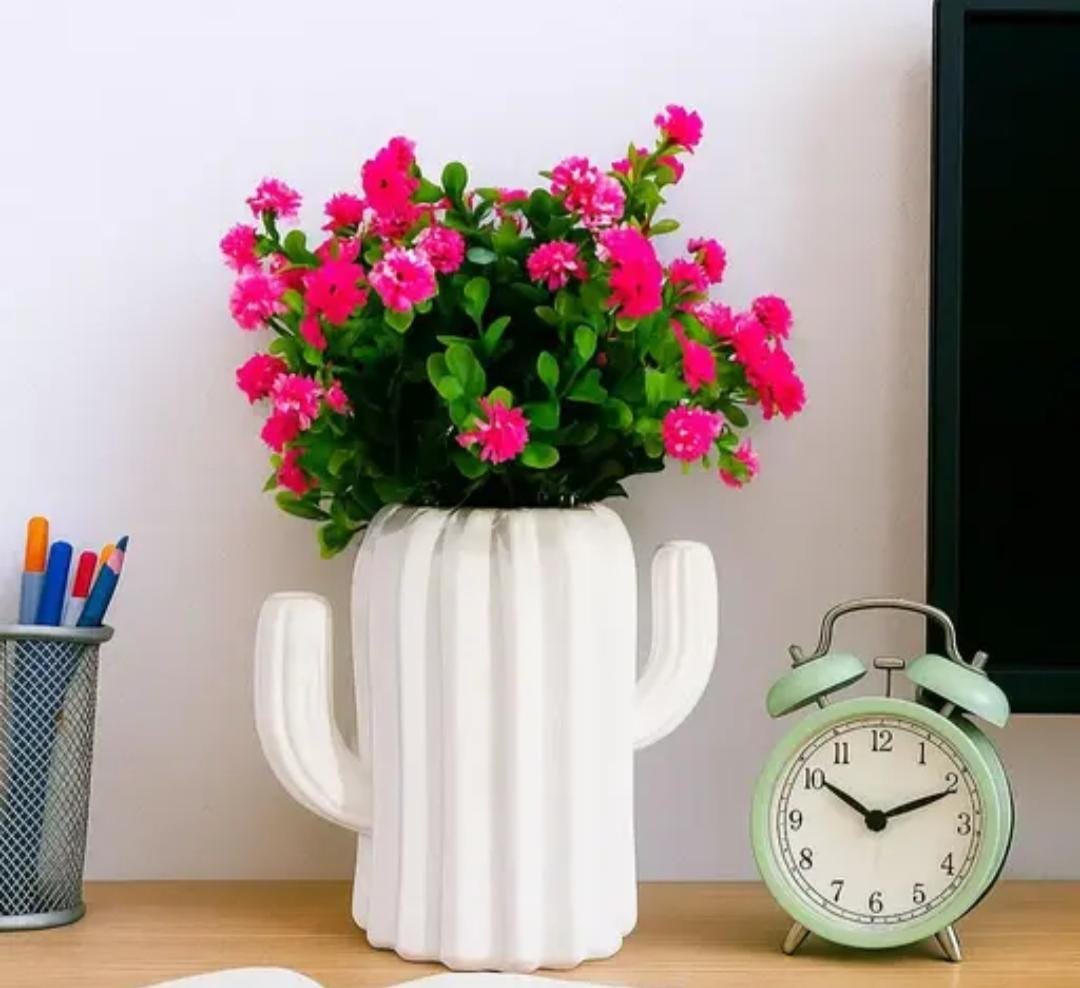 Cactus Shape Ceramic Planter | Minimal White Flower Pot | Modern Home ...