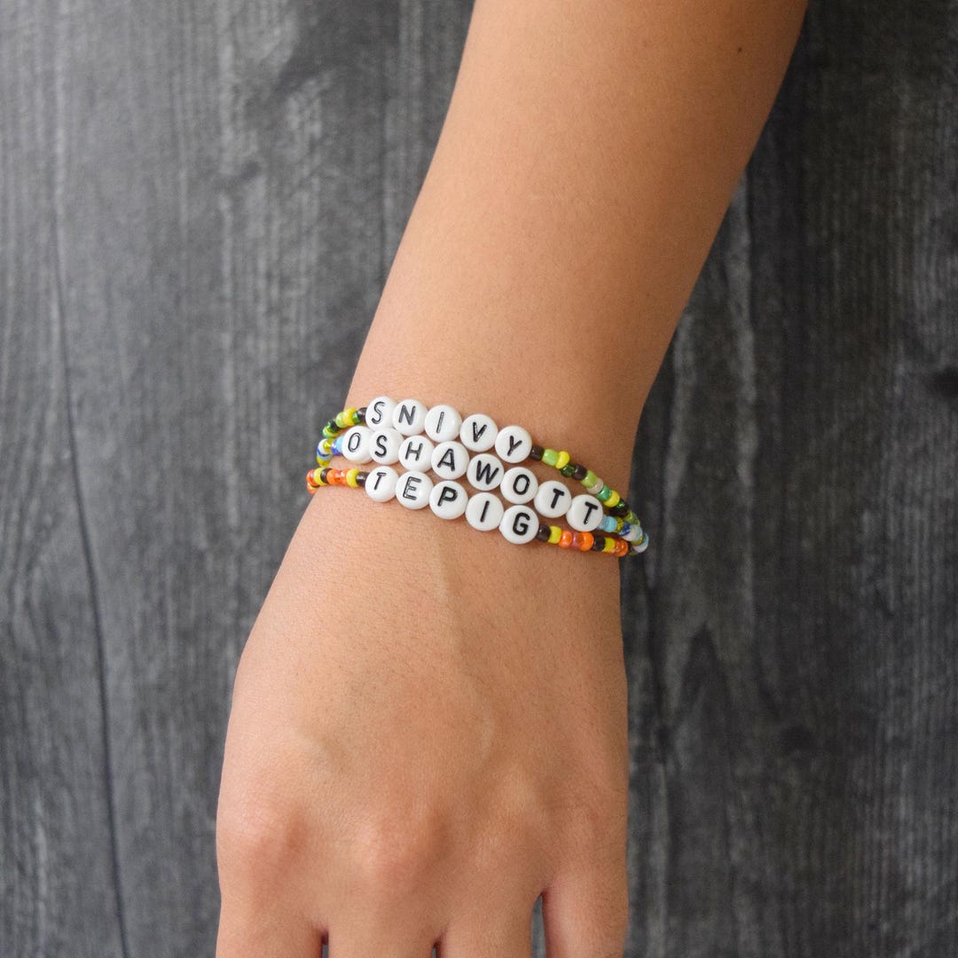 Unova Region Starters Word Bracelet Set With Evil Eye | Snivy, Oshawott ...