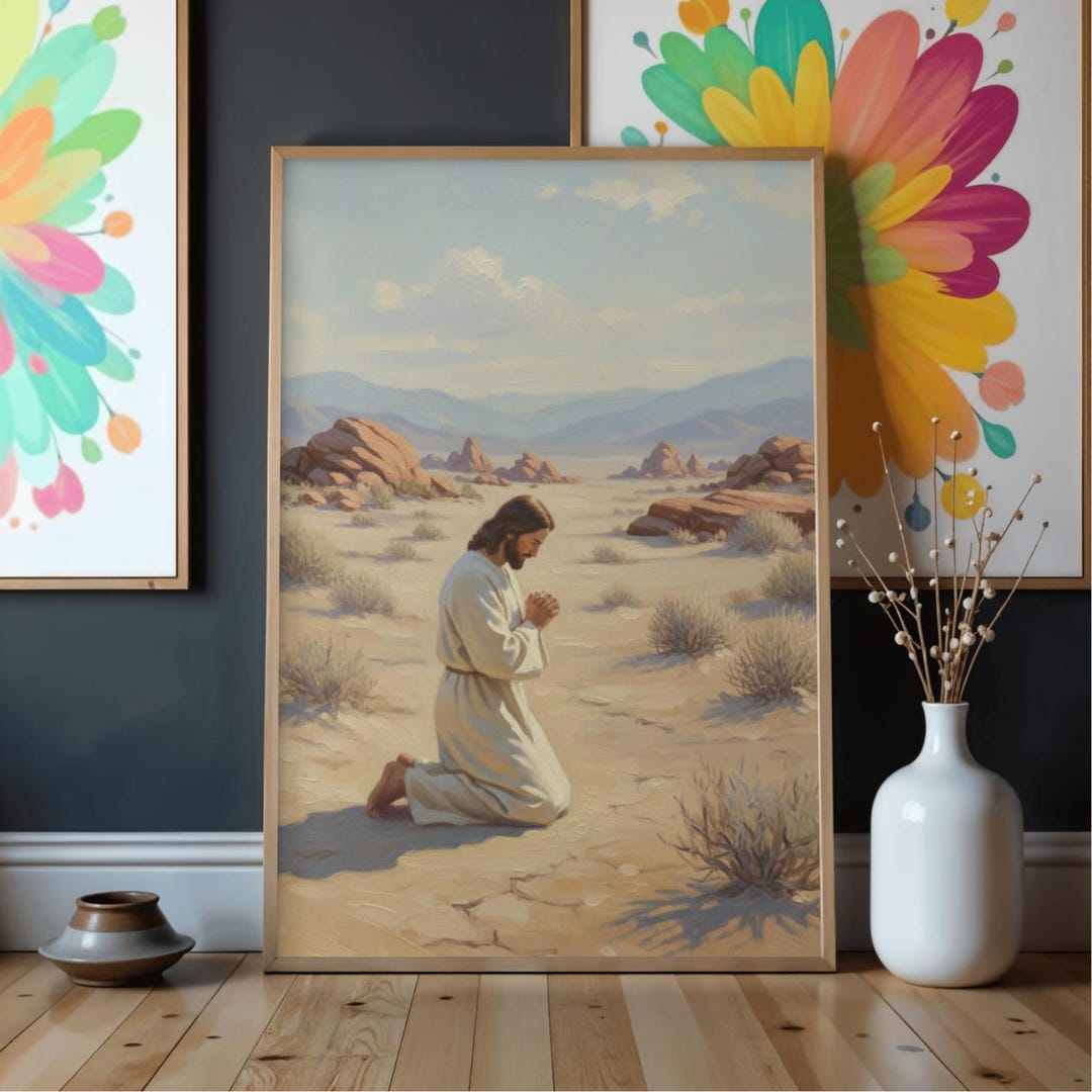 Jesus Praying in the Desert/ Matthew 4:1-11/ Digital Download - Etsy