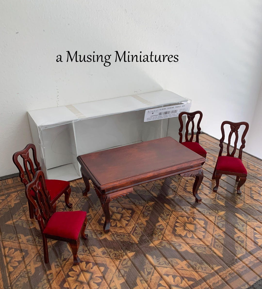 Vintage Miniature Bombay Dining Table and Four Chairs for 1:12 Scale ...
