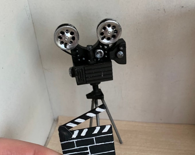 Miniature Movie Camera and Clapper Board for 1:12 Scale Dollhouse Film ...