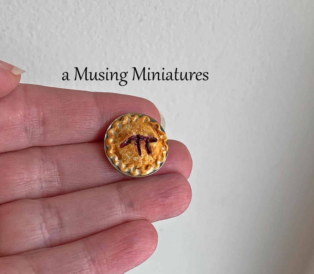 Miniature Pi Pie With Metal Pan for 1:12 Scale Dollhouse Kitchen Bakery ...