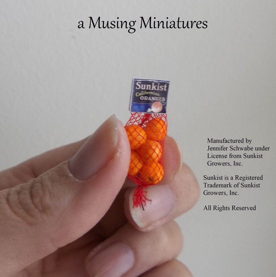 Licensed Miniature Sunkist Oranges in Red Mesh Bag for 1:12 Scale ...