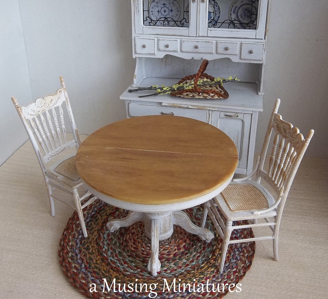 Ready Built Miniature Table With Chairs in 1:12 Scale for Dollhouse ...