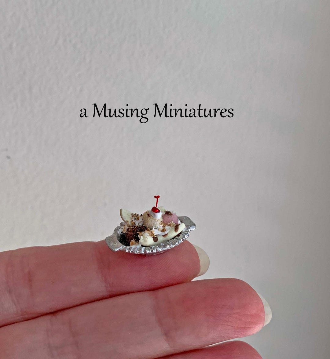 Banana Split Sundae for 1:12 Scale Dollhouse Miniature Summer Picnic or ...