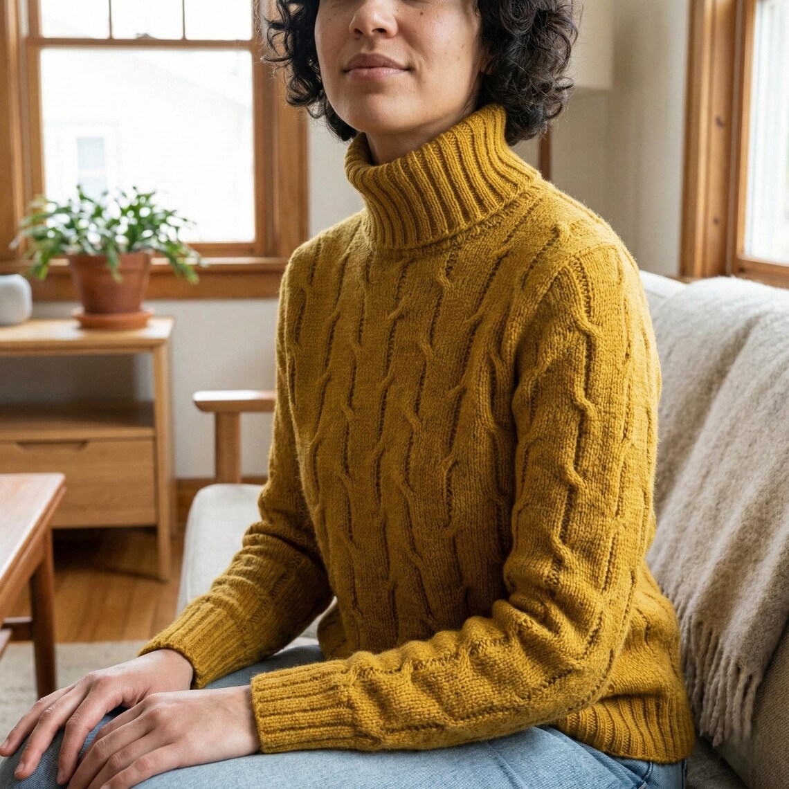 Wavy Cable Turtleneck Sweater Knitting Pattern PDF | Classic Cable ...