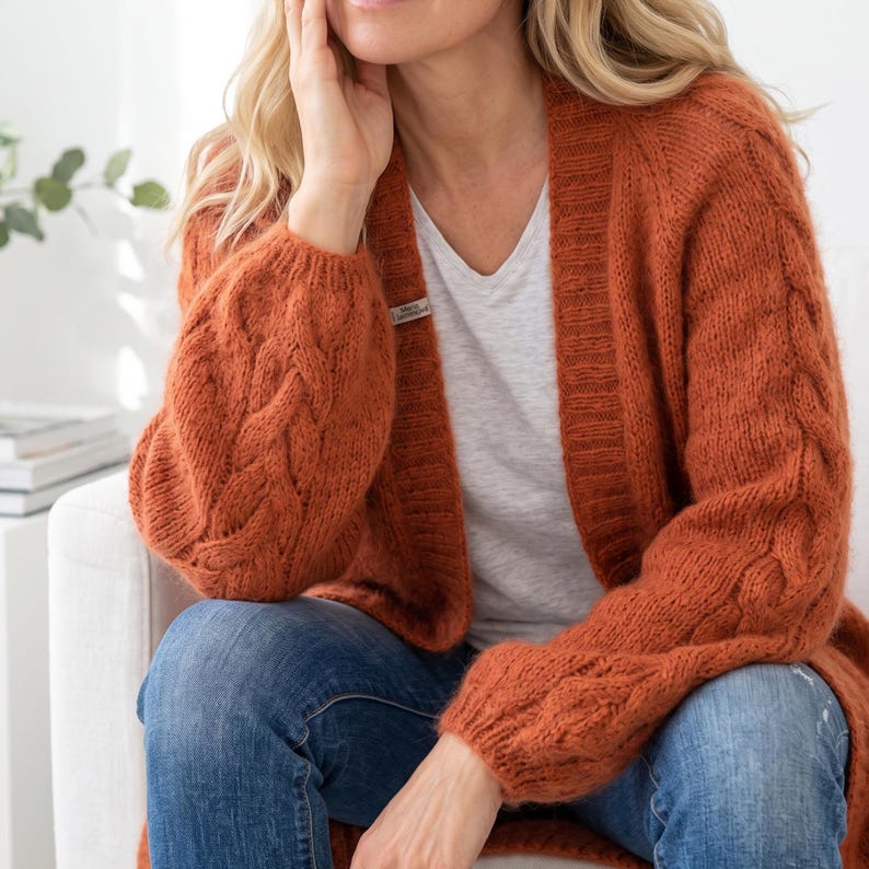 Oversized Knit Cardigan Pattern, Seamless Top-down Knitting, Lace ...
