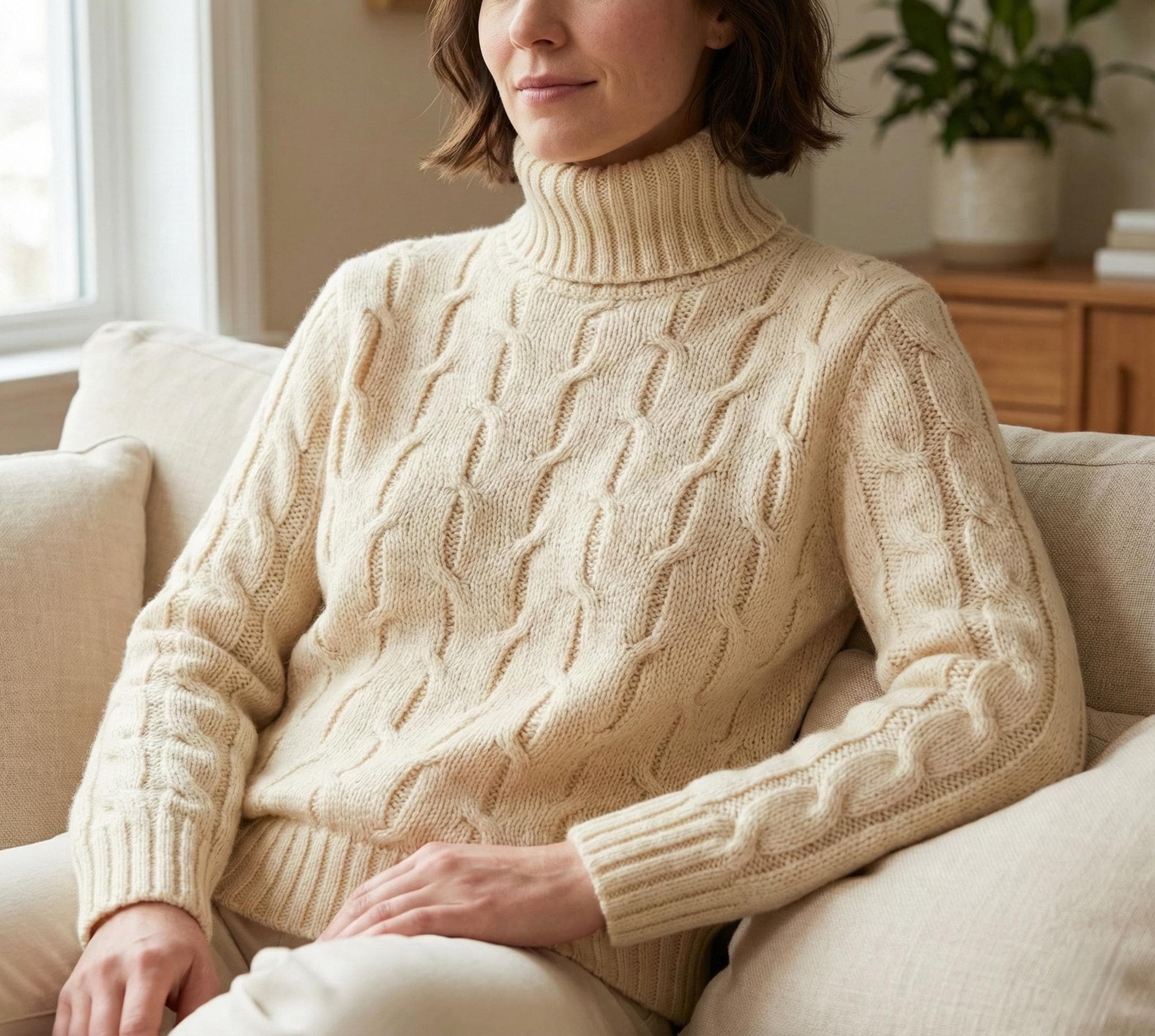 Wavy Cable Turtleneck Sweater Knitting Pattern PDF | Classic Cable ...