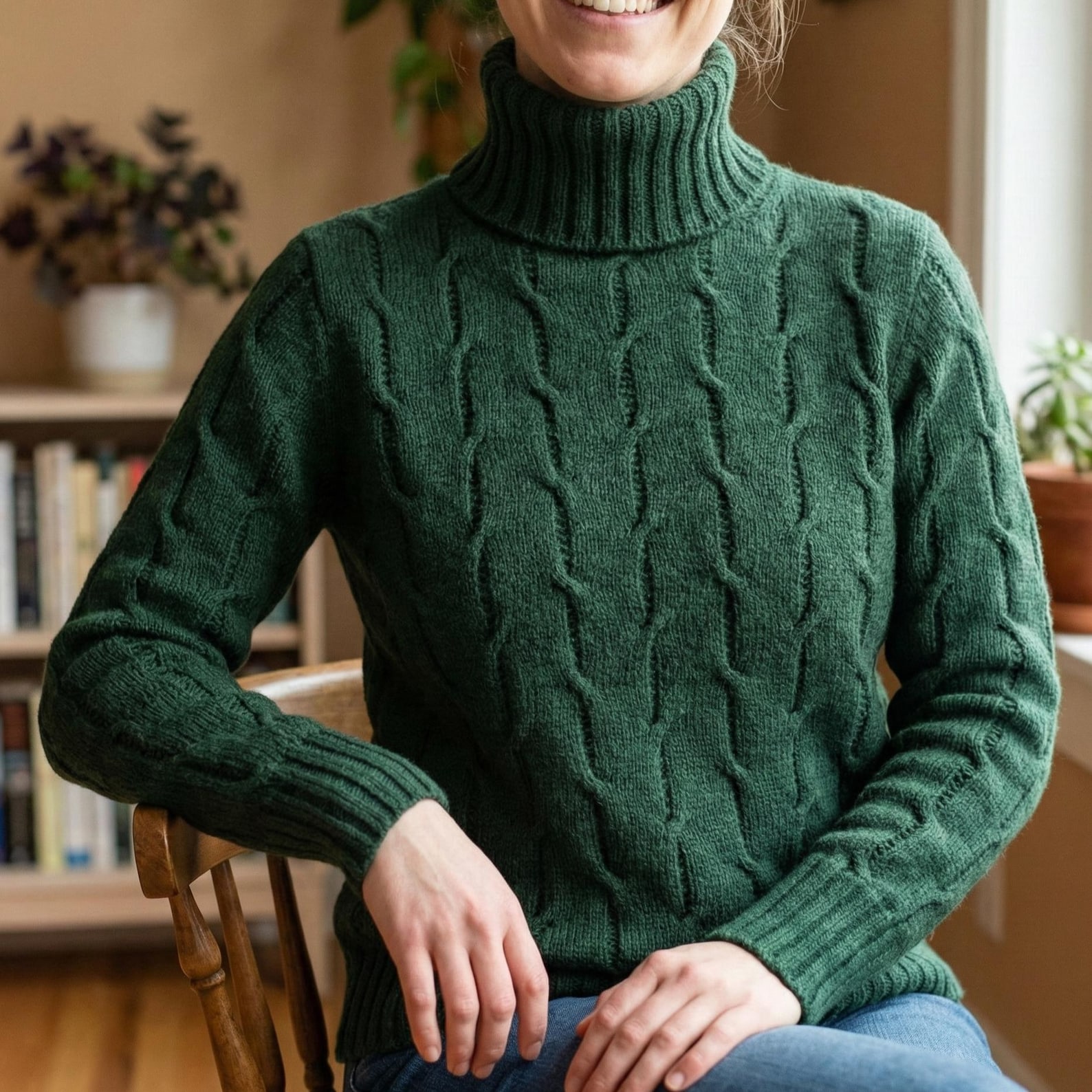 Wavy Cable Turtleneck Sweater Knitting Pattern PDF | Classic Cable ...