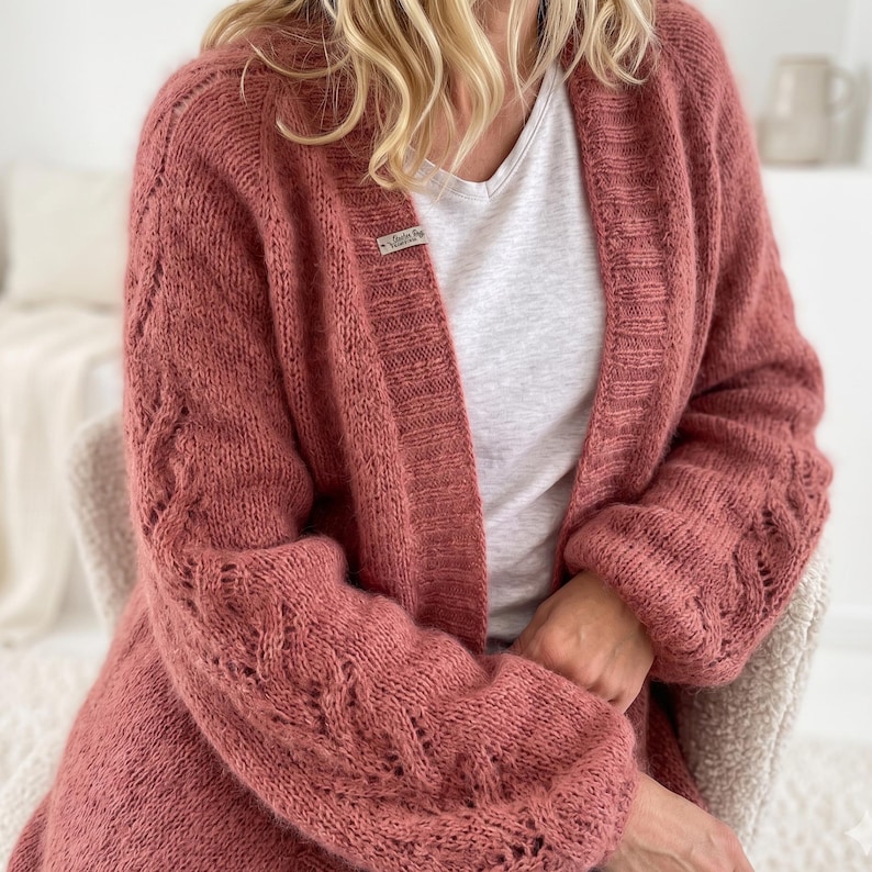Oversized Knit Cardigan Pattern, Seamless Top-down Knitting, Lace ...