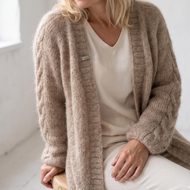 Oversized Knit Cardigan Pattern, Seamless Top-down Knitting, Lace ...