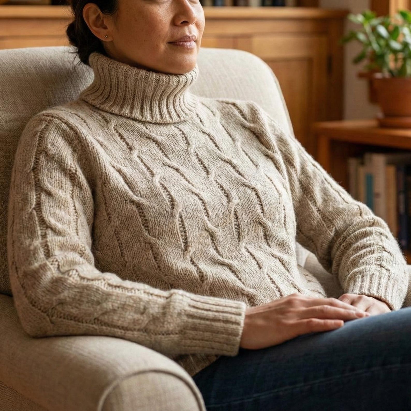 Wavy Cable Turtleneck Sweater Knitting Pattern PDF | Classic Cable ...