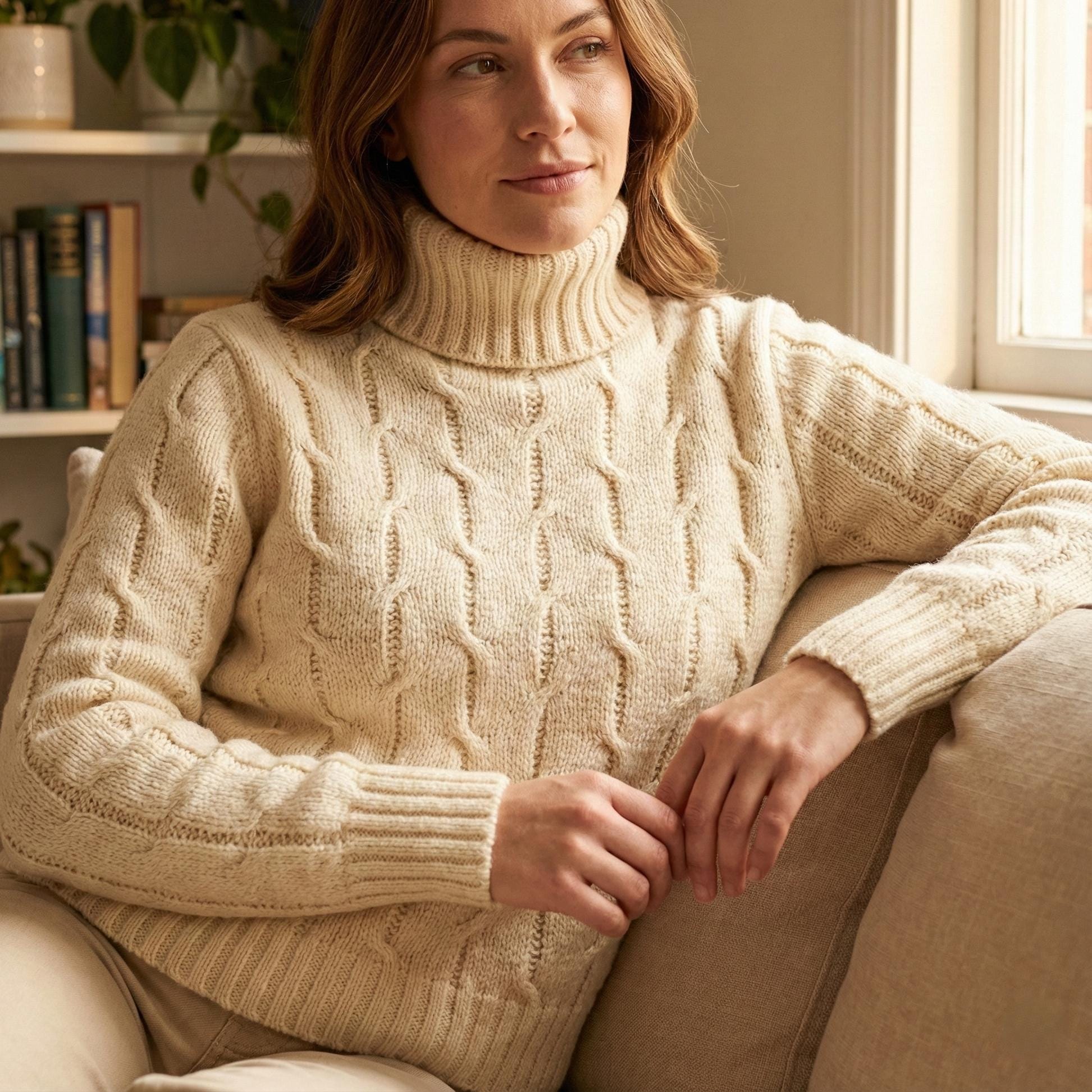 Wavy Cable Turtleneck Sweater Knitting Pattern PDF | Classic Cable ...