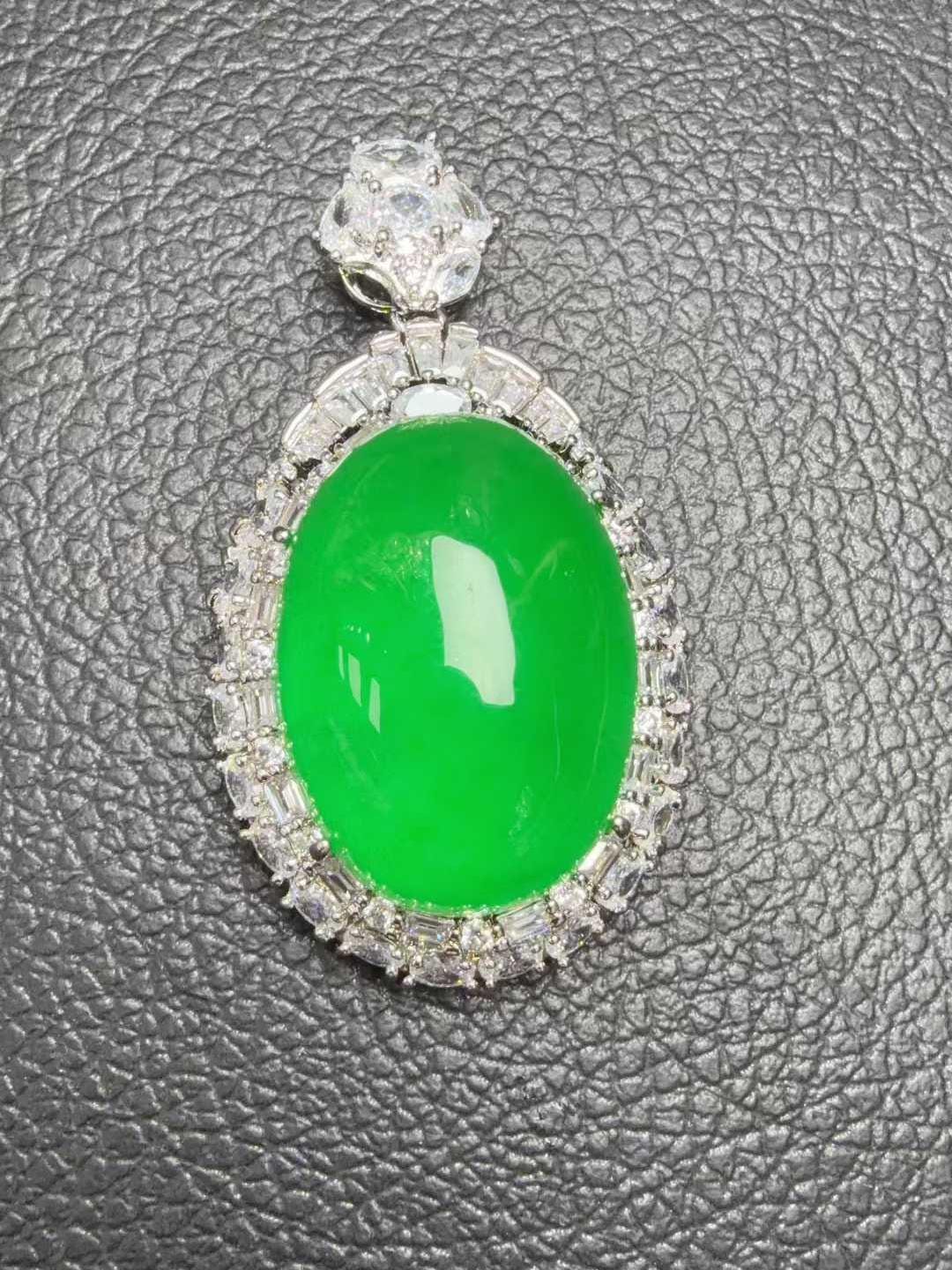 Beautiful Natural Icy Green Jadeite Pendant, Round Cabochon - Etsy